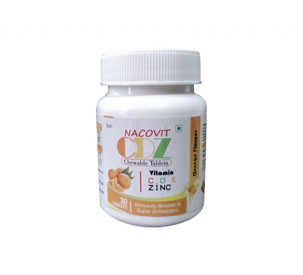 Nacovit CDZ Chewable Tablets | Vitamin C, D3 & Zinc l Immunity Booster ...