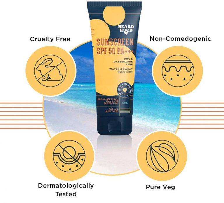Beardhood SPF 50 PA+++ SunScreen | OMC & Oxybenzone Free | Water ...