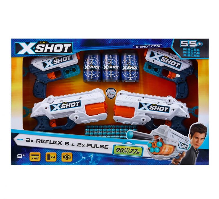 X-Shot 2 Reflex6 & 2 Kickback | 48 Darts & 3 Cans - Big Value Shop